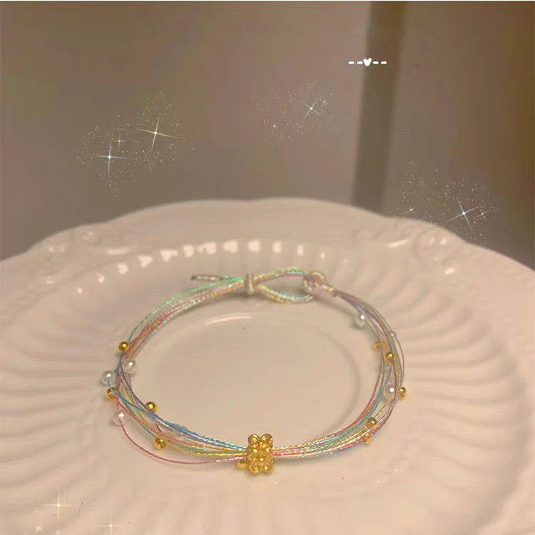端午节五彩平安手绳喜乐手工编织珍珠手链儿童成品闺蜜情侣百搭