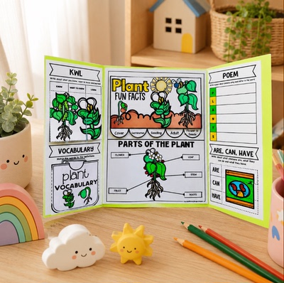 Plant Life Cycle Lapbook植物翻翻书小学英语文教具手工材料DIY