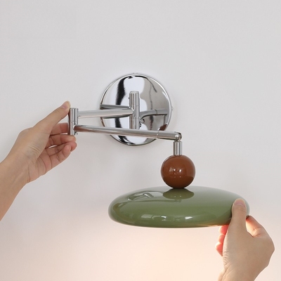 奶油风复古法式壁灯摇臂卧室床头