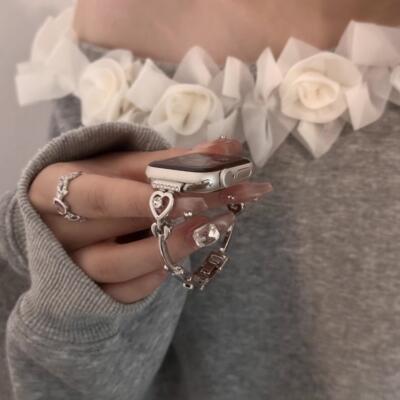 闪钻手镯表带适用iwatch9苹果手表S10新8765se女小米9pro红米fit4