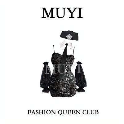 黑色御姐连衣裙套装演出服