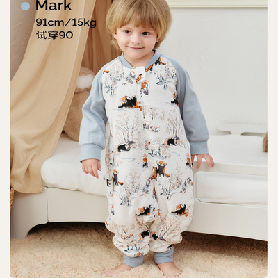 cutelife【轻羽】轻暖竹棉秋冬夹棉睡袋儿童宝宝防踢被防寒A类