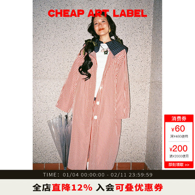cheapartlabel夹棉红格子外套