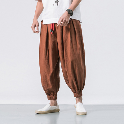 Men's Bloomers, Loose Cotton And Linen Leggings, Men's Wide