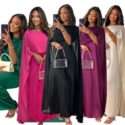 L0400 Spring Fashion Solid Satin Party Dress Women Sexy Long