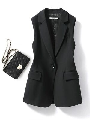 Women's Lapel Collar Vest Coat  All-Matched Single Breasted