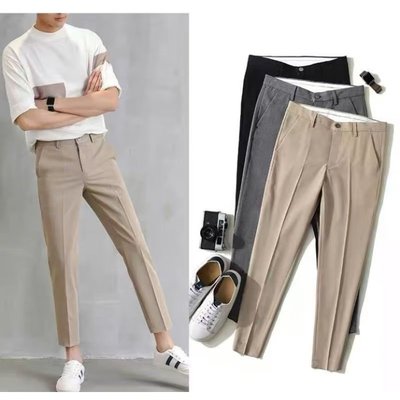 Khaki Tapered Slim Small Trousers Men's Slim Small Straight