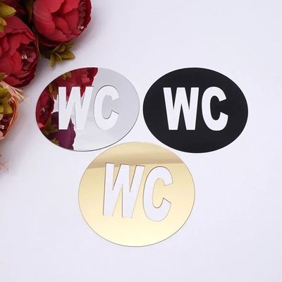 Acrylic WC Door Sign Mirror Wall Stickers Toilet Door Sign B