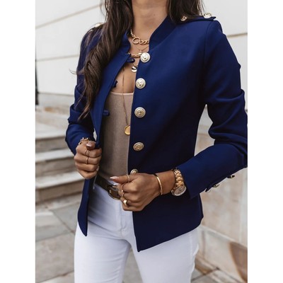 Casual O-neck Long Sleeve Jacket Outerwear Office Lady Sprin