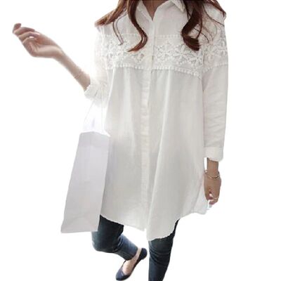 2024 New Autumn White Lace Blouse Plus Size 4XL Women ops Ca
