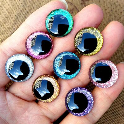 20pcs 18mm Eccentric-Pupil Glitter Flat Safety Eyes For Croc