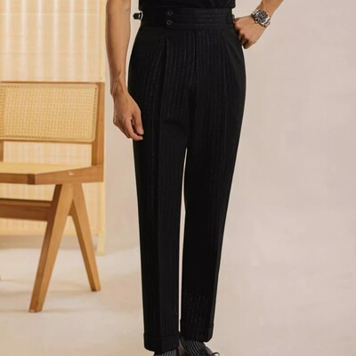 Italian Naples High-waisted Trousers For Men, Iron-free, Dra