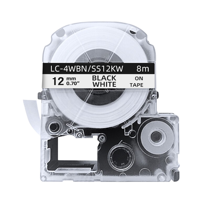 创硕TECHAIN KJM/PTe-231/SS12KW/LC-4WBN标签色带白底黑字12mm宽 适用LW-C410 700 SR230 530C