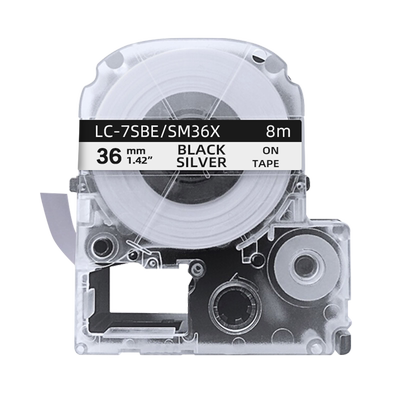 创硕TECHAIN KJM/PTe-M961/SM36X/LC-7SBE标签色带亚银底黑字36mm宽 适用LW-1000P SR5900P机型