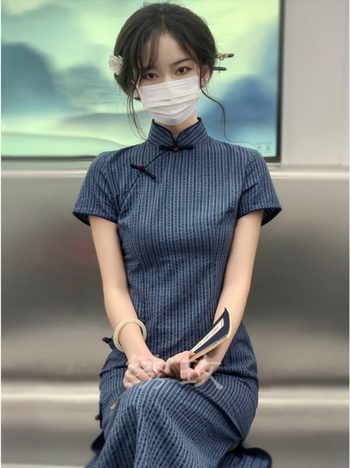 Blue cheongsam Improved Young Style Young Adult Fancy Cotton and Linen Dress 2025 Summer New ...