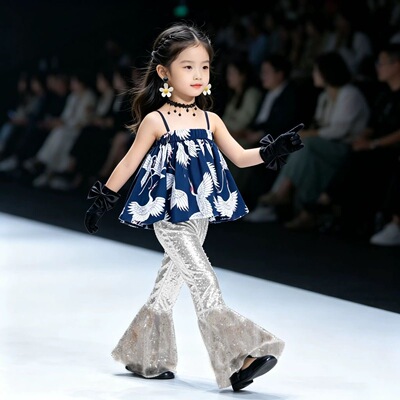 儿童复古港风主题8090年代儿童走秀拍照幼儿园小学运动会演出服装