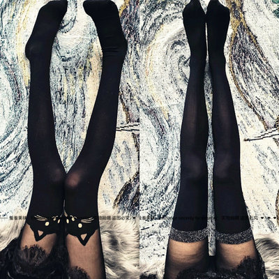 莱卡拼接美腿塑型个性甜美连袜裤