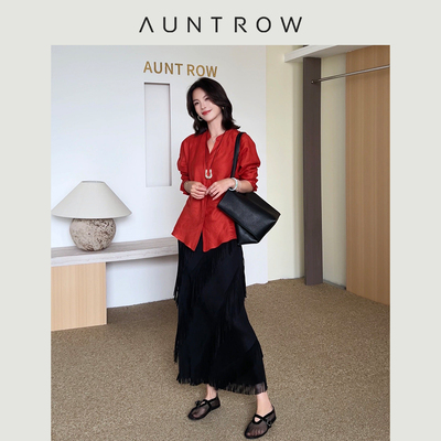 “流苏曳影” 高定垂坠 法式温柔斜裁摇曳流苏遮胯高弹半裙