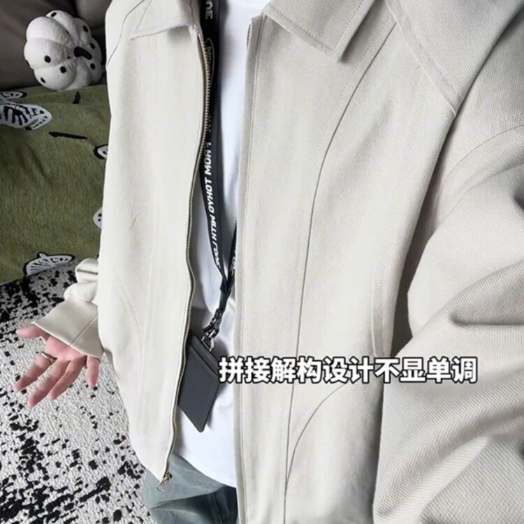 cleanfit哈灵顿夹克男款水洗帆布工装短款外套美式解构翻领棒球服