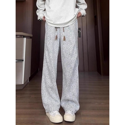 垂感人字纹美式弯刀卫裤