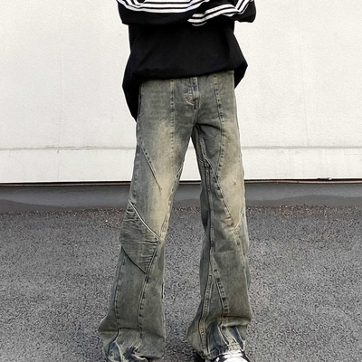 美式复古做旧水洗牛仔裤男