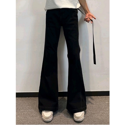美式高街黑色飘带牛仔裤男