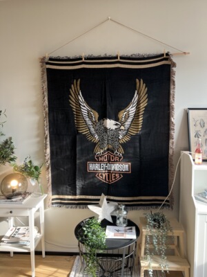 哈雷摩托Harley  Davidson风沙发毯客栈床毯摩托车挂毯服装店