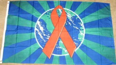 RED RIBBON AIDS AWARENESS EARTH Flag亚马逊WISH EBAY热卖