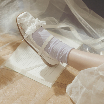 椿原创运动芭蕾玛丽珍鞋草坪婚鞋