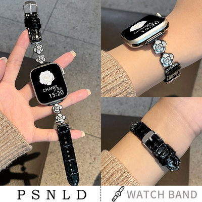 鎏金山茶花皮质vivo手表带psnld