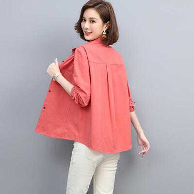 小个子洋气妈气质衬衫春女长袖衣年ZMAN2119秋装新款中年妈衬衣棉