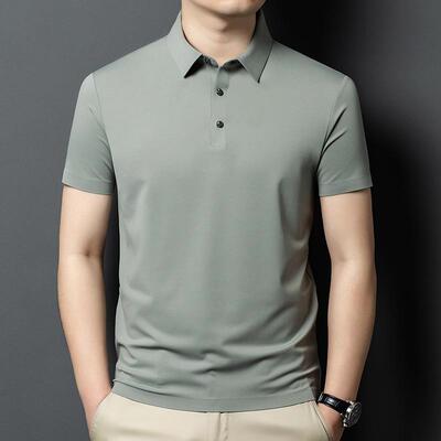 搭高端短袖恤衫夏季款商务新休7519蚕闲中年男士百潮流桑丝恤衫