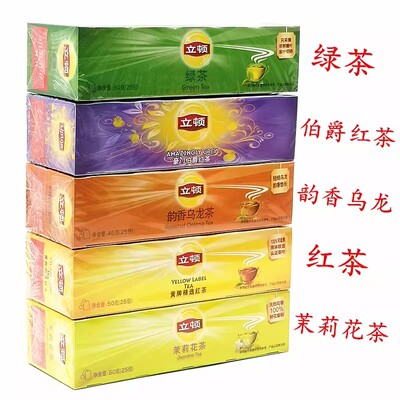 Lipton立顿茶包绿茶红茶茉莉花乌龙袋泡茶Zheng品 25包50g盒装