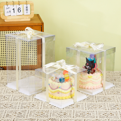 全透明生日蛋糕盒子包装盒四6六8八10寸12寸方形单双层加高烘焙盒