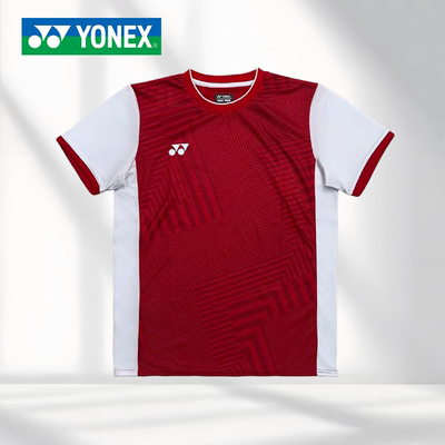 YONEX/尤尼克斯羽毛球服运动速干T恤条纹拼接圆领大赛服-10514EX