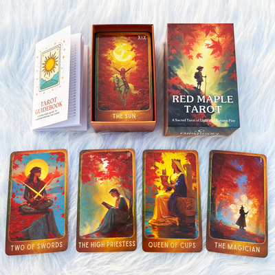 12×7cm Red Maple Tarot 枫叶塔罗牌天地盖英文卡牌塔牌卡牌