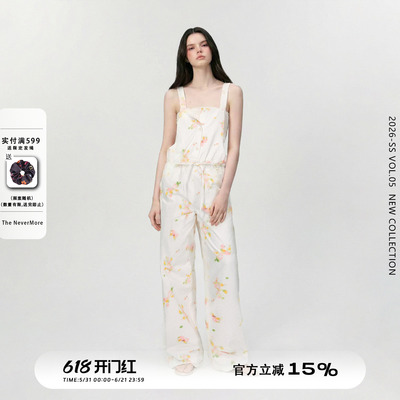 复古印花背带裤辣妹简约百搭