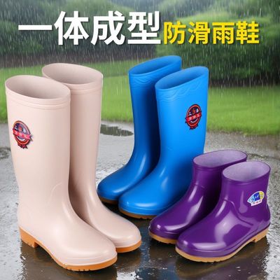 高筒雨鞋加绒水鞋女士雨靴防水牛筋胶鞋套鞋防滑厨房保暖中筒短筒