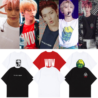 NCT127李泰容穿搭衣服同款短袖T恤打歌服宽松印花男女夏季打底衫