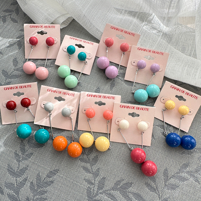 韩国AZNAVOUR/GRAIN de BEAUTE 百搭简约 球球长款耳钉耳环耳饰