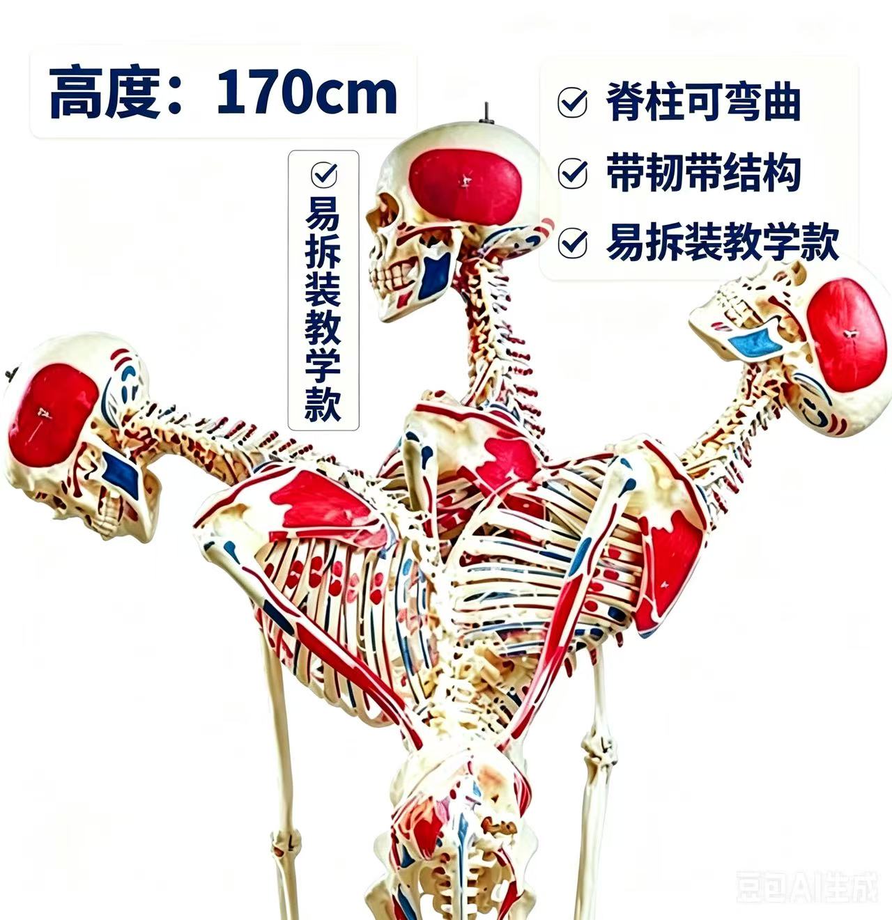 医学170CM人体骨骼模型肌肉骨架标本解剖脊柱骨科教学具