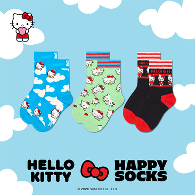 【2026新款Hello kitty联名】Happy Socks儿童甜美可爱宝宝中筒袜
