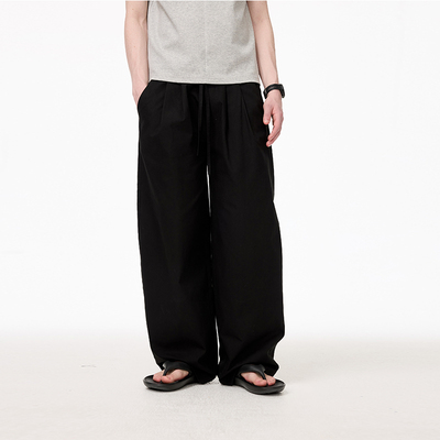 WEERE天丝棉双褶宽松休闲长裤