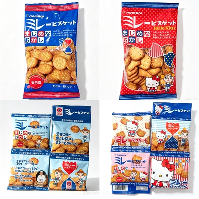 日本进口nomura野村天日盐hellokitty造型饼干四连包可爱卡通饼干