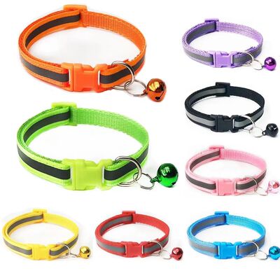 Reflective Breakaway Cat Collar Neck Ring Necklace Bell Pet