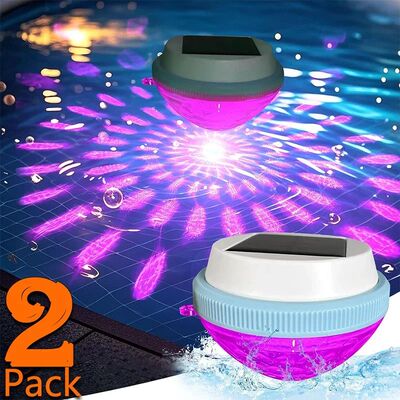 1-2Pack Solar Floating Pool Lighting, RGB Colour Changing Wa