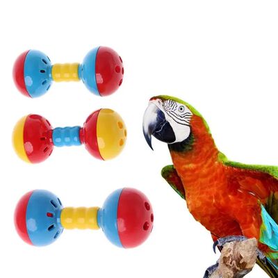 Bird  Colorful Plastics Interactive Dual Balls Parrot Toy fo