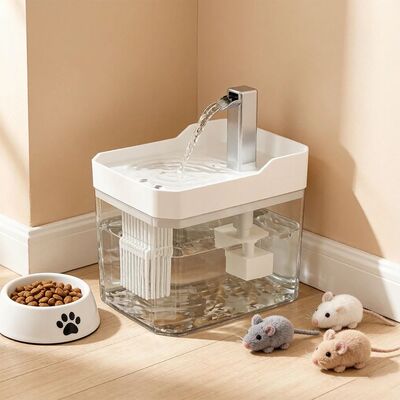 Cat Water Fountain with Auto Filter Transparent Anti-Dry Bur
