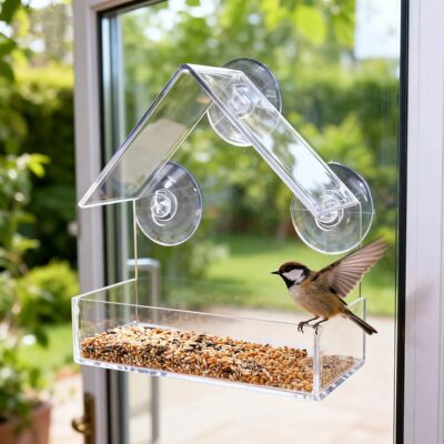 Acrylic Bird Feeder Clear Window Outside Hanging Bird Feeder