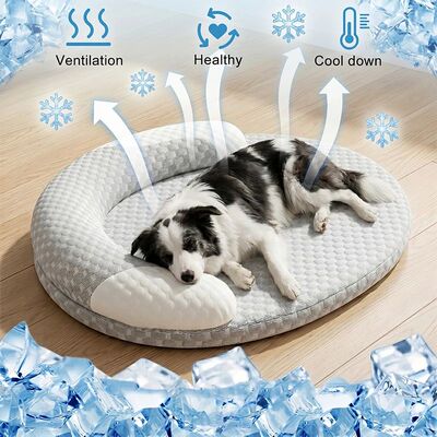 Cooling Dog Bed Summer Ice Silk Cat Mat Oval Pet Nest Breath